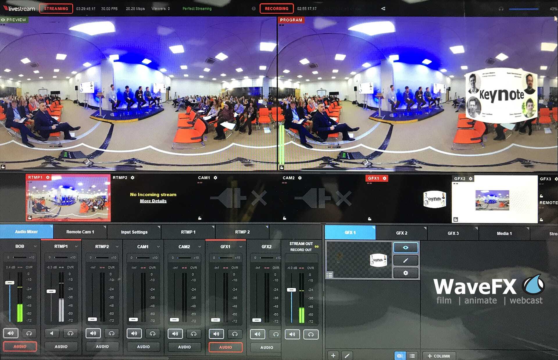 Live vision mixing 360 webcast - event streaming company WaveFX